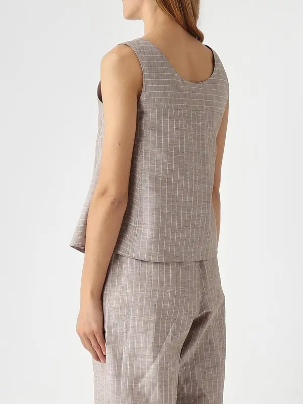 Max Mara Pinstriped Linen And Cotton Top
