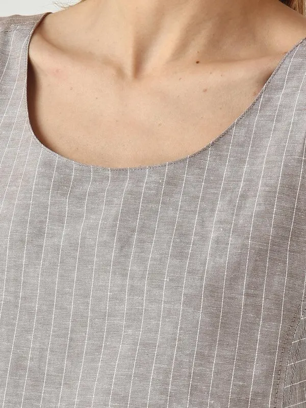 Max Mara Pinstriped Linen And Cotton Top