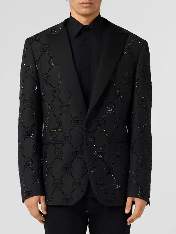 Philipp Plein Rhinestone Embellished Single-breasted Blazer - Black