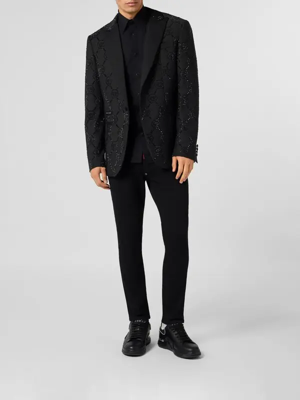 Philipp Plein Rhinestone Embellished Single-breasted Blazer