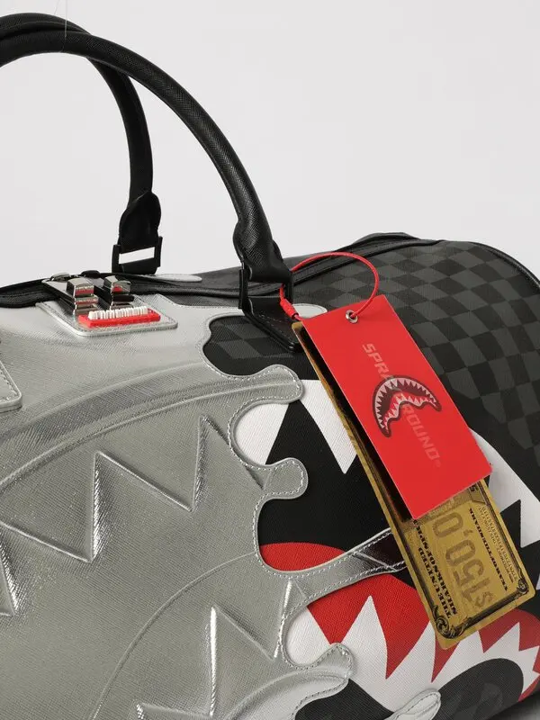 SPRAYGROUND Checkered Saffiano Coated Cotton Duffle Bag With Shark Crew Logo