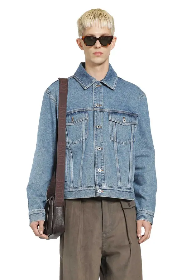 Loewe Anagram Embroidered Denim Jacket - Blue