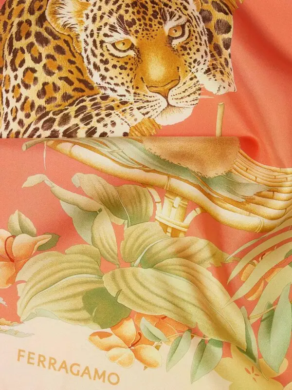 FERRAGAMO Jungle-print Silk Foulard - Orange