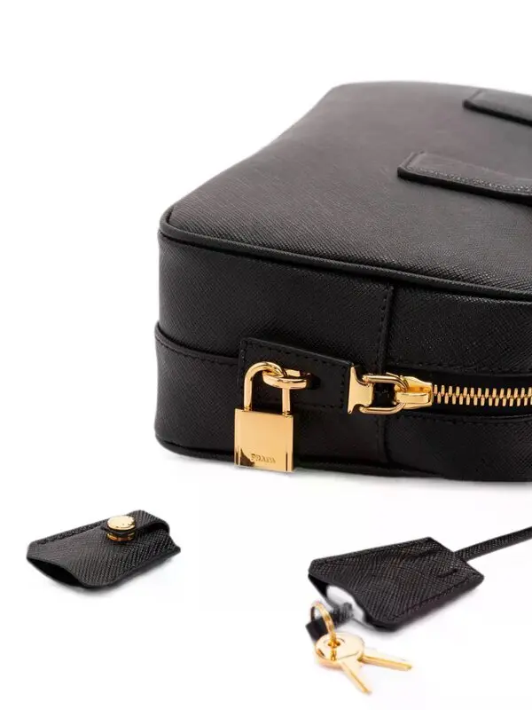 Prada Enamel Triangle Logo Tote Bag