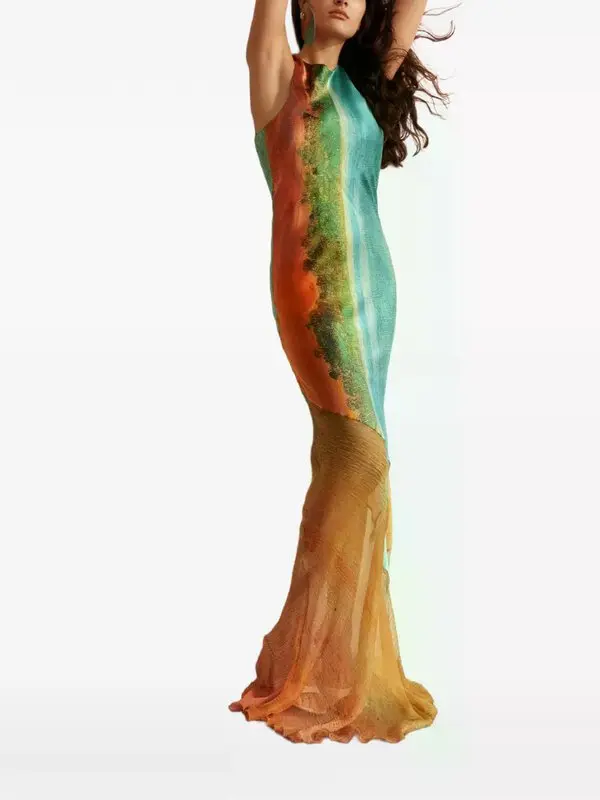 DONDE ESTEBAN Formentera Landscape-print Maxi Dress