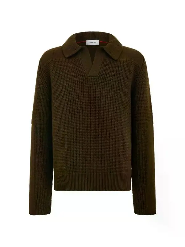 FERRAGAMO Knitted Virgin Wool Sweater With Polo Collar