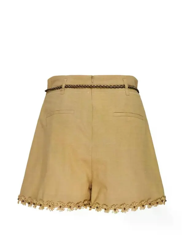 Zimmermann Belted Floral-trimmed Shorts