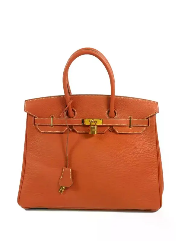 Hermès 35 Birkin Fjord-leather Tote Bag - Orange