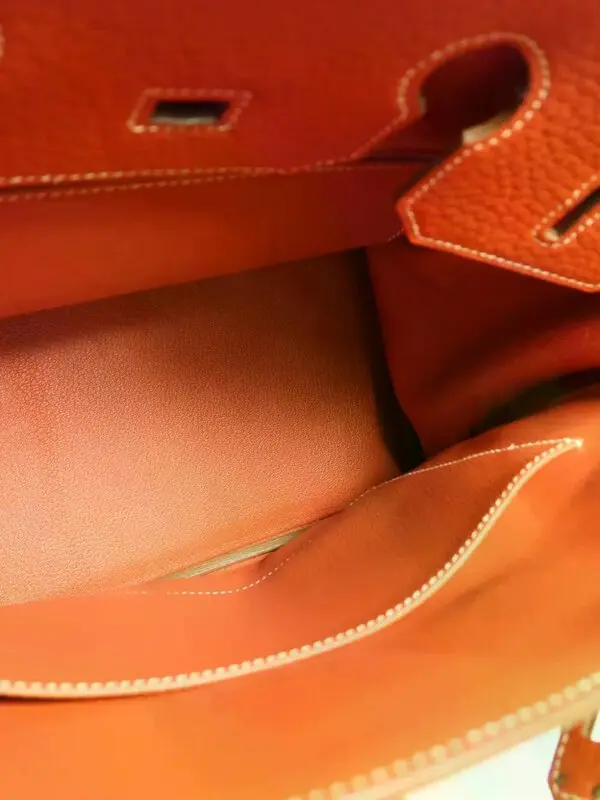 Hermès 35 Birkin Fjord-leather Tote Bag - Orange