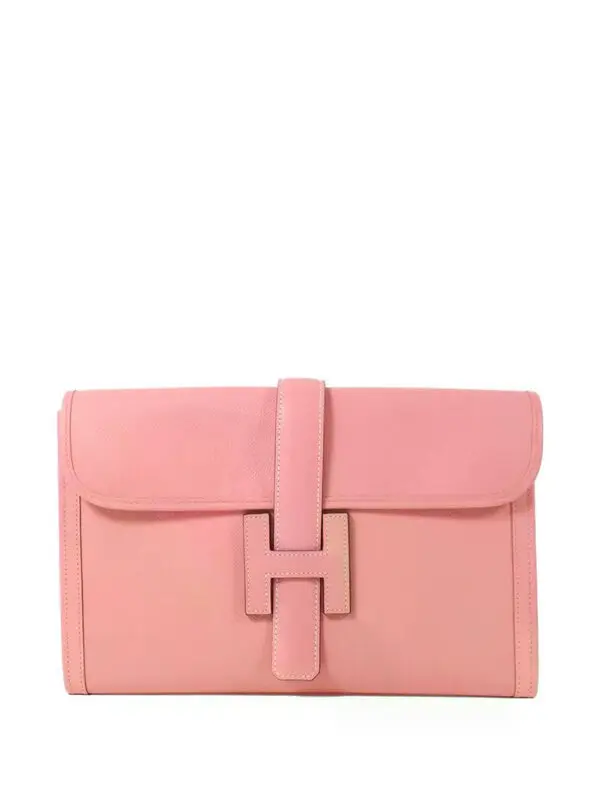 Hermès Jige Elan Leather Clutch Bag - Pink