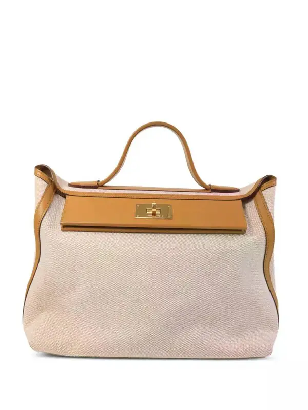 Hermès 24/24 Leather-trim Tote Bag - Neutrals