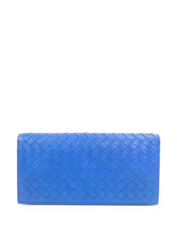 Bottega Veneta Intrecciato Leather Long Wallet - Blue