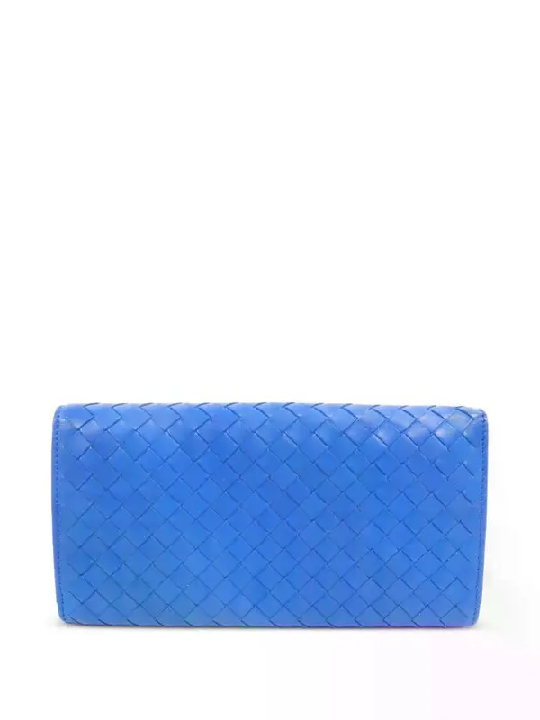 Bottega Veneta Intrecciato Leather Long Wallet - Blue