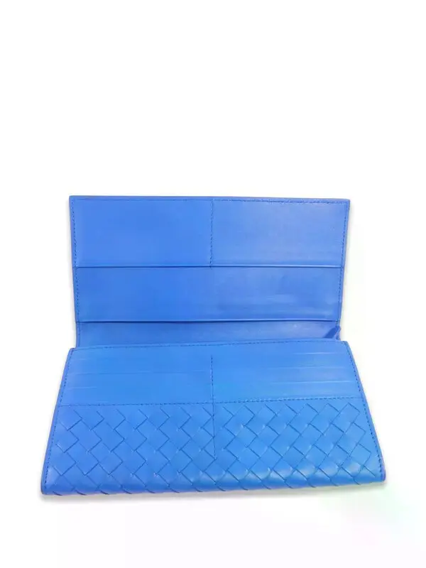 Bottega Veneta Intrecciato Leather Long Wallet - Blue