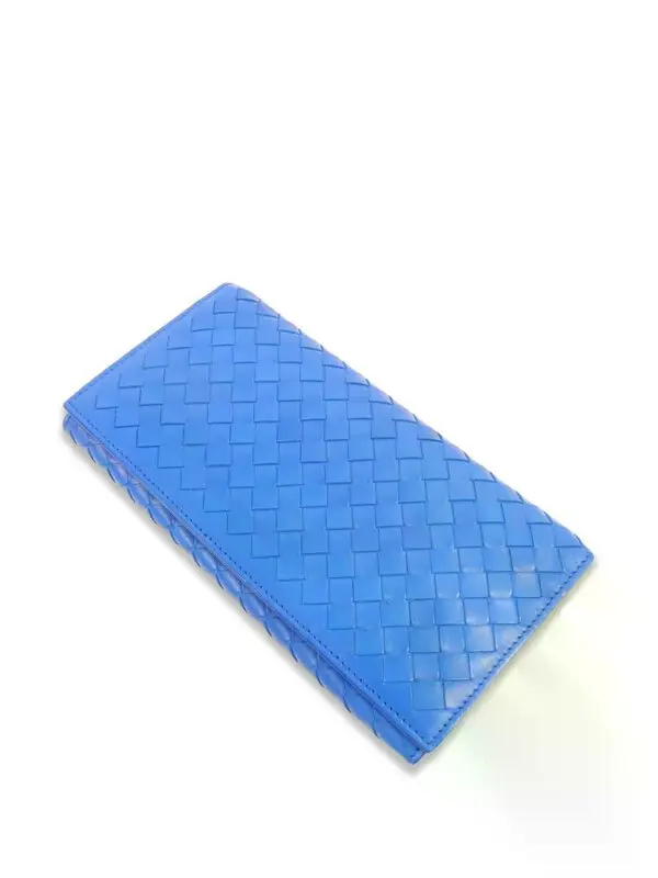 Bottega Veneta Intrecciato Leather Long Wallet - Blue