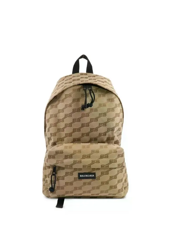 Balenciaga Logo Monogram Canvas Backpack
