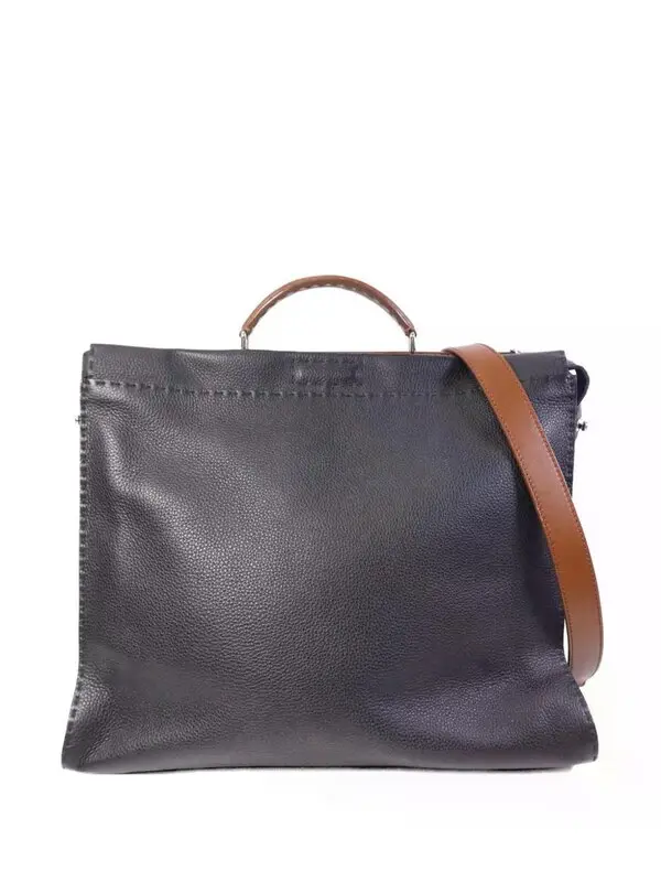 Fendi Peekaboo Leather Shoulder Bag - Black