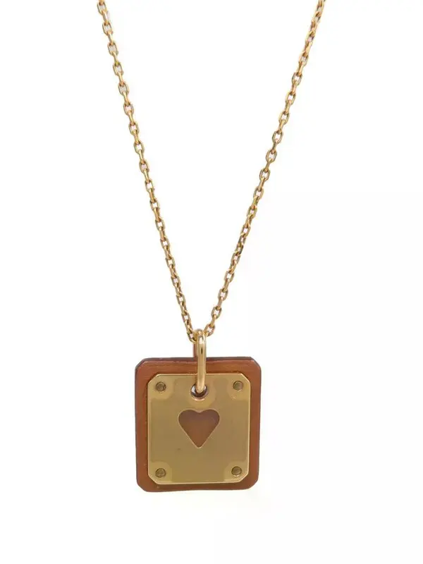Hermès As De Coeur Leather Necklace - Gold