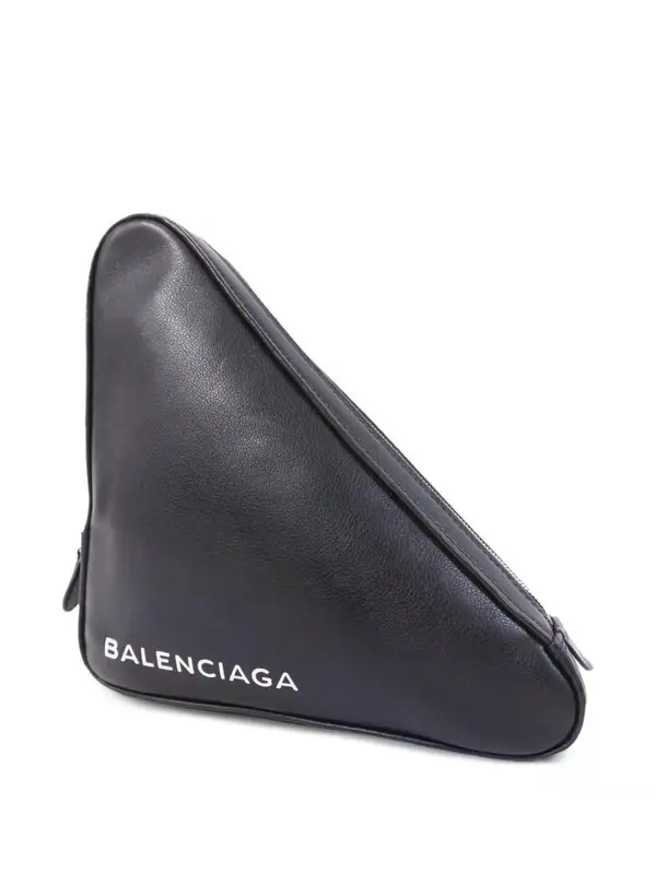 Balenciaga Leather Grained Texture Triangle Clutch Bag