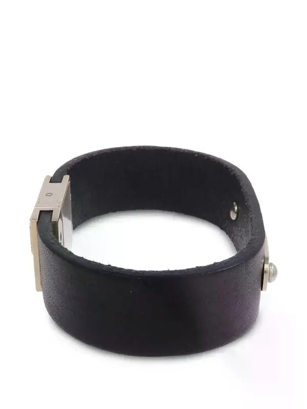 Saint Laurent Leather Logo Plaque Bracelet