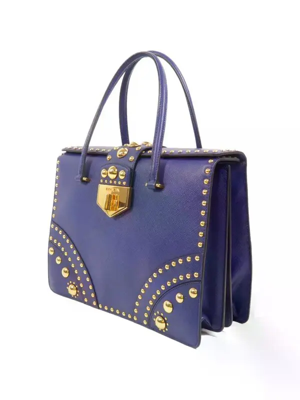 Prada Studded Leather Tote Bag