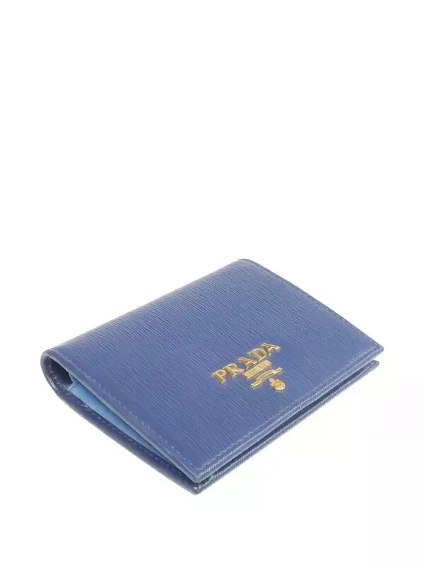 Prada Logo-plaque Leather Wallet - Blue