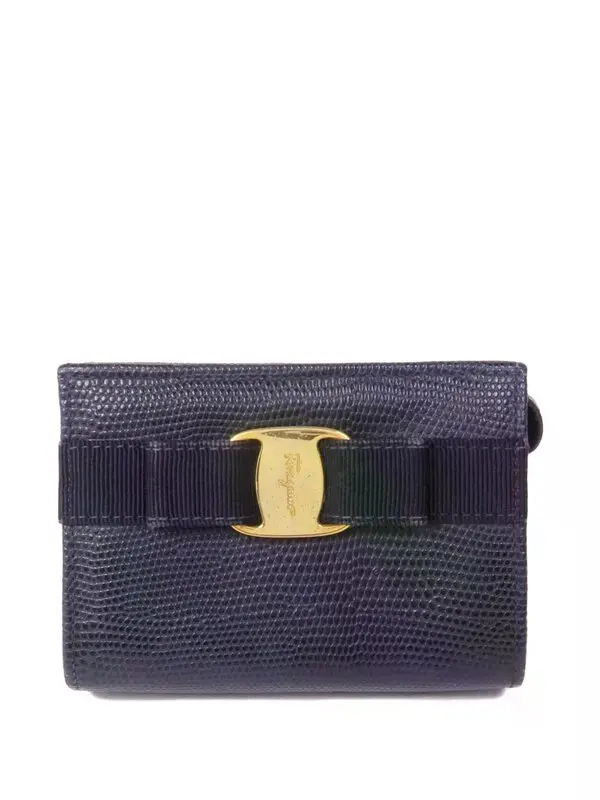 FERRAGAMO Vara Bow Embossed Coin Purse - Blue