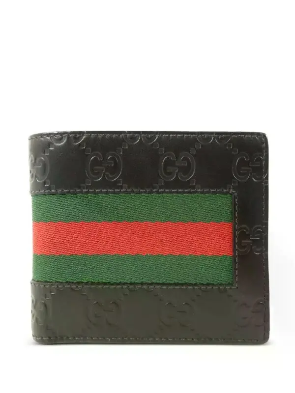 Gucci Gg Signature Web-stripe Bifold Wallet - Black