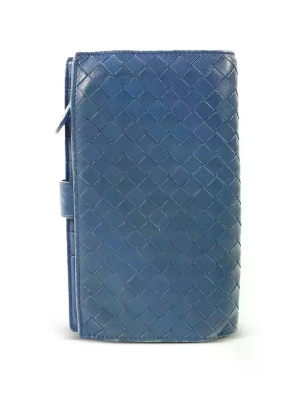 Bottega Veneta Intrecciato Bi-fold Lambskin Wallet - Blue