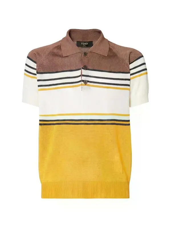 Fendi Striped Short-sleeve Polo Shirt