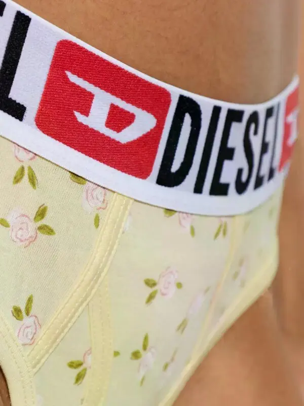 DIESEL® Logo-waistband Floral-print Briefs - Yellow