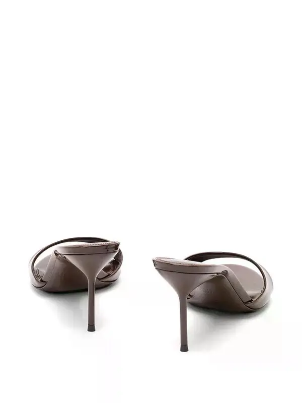 Paris Texas Patent Finish Stiletto Mules - Brown