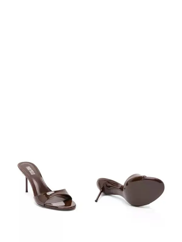 Paris Texas Patent Finish Stiletto Mules - Brown