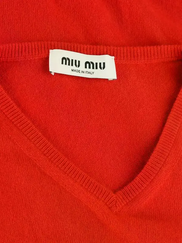 Miu Miu Embroidered V-neck Sweater - Red