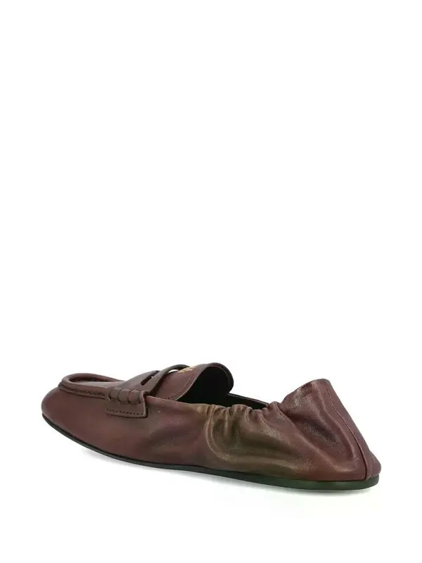 Miu Miu Ruffled Leather Loafers - Brown