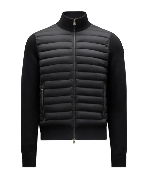 Moncler Padded Zip-up Jacket With Knitted Sleeves