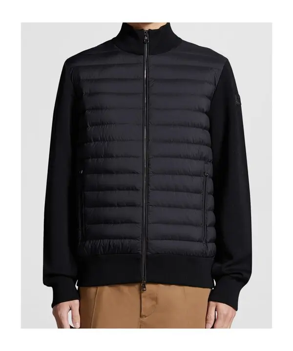Moncler Padded Zip-up Jacket With Knitted Sleeves