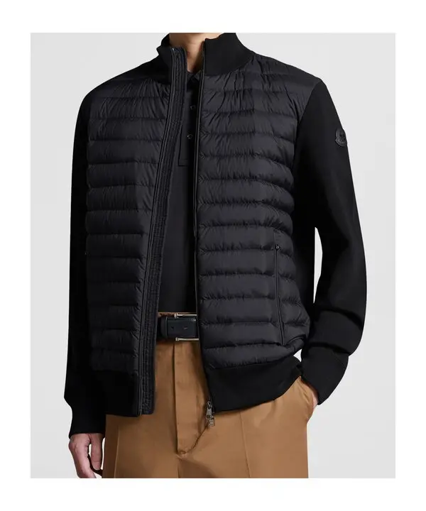 Moncler Padded Zip-up Jacket With Knitted Sleeves