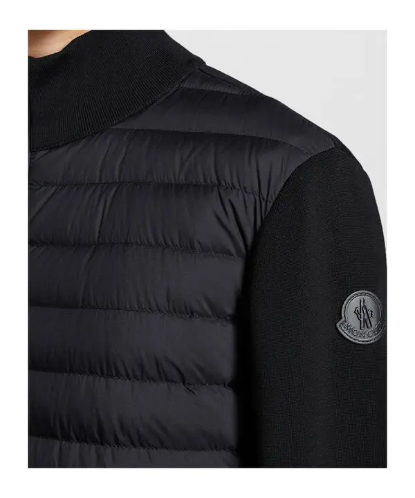 Moncler Padded Zip-up Jacket With Knitted Sleeves