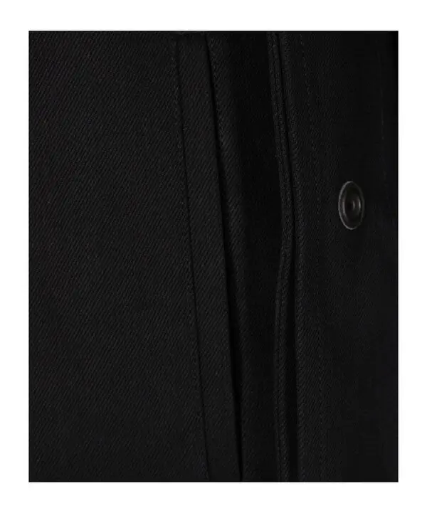 Yohji Yamamoto Long-sleeved Straight-hem Coat With Oversized Leather Collar