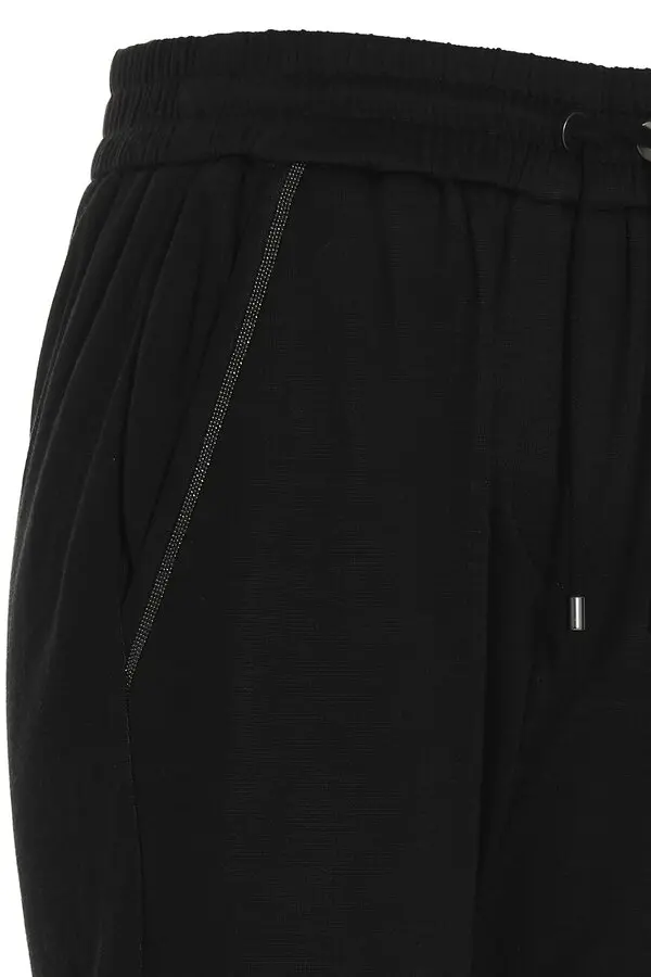 Brunello Cucinelli Drawstring Tapered Sweatpants With Monili Chain Detail - Black