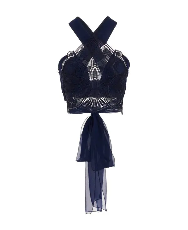 Alberta Ferretti Lace Crop Top - Black