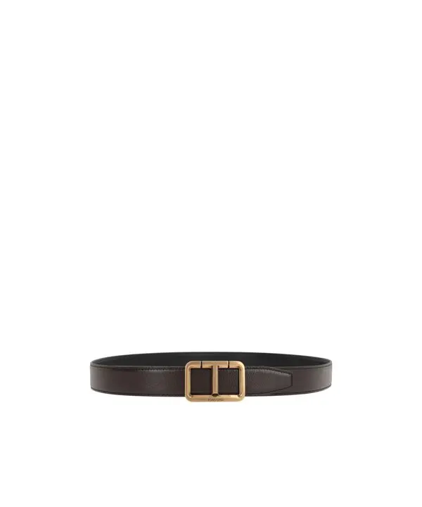 TOM FORD Logo Plaque Buckle Belt - Black