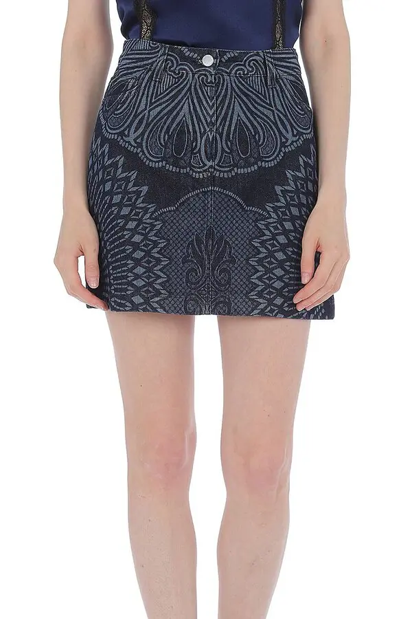 Alberta Ferretti Jacquard Denim Mini Skirt