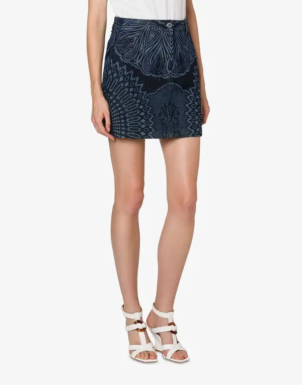 Alberta Ferretti Jacquard Denim Mini Skirt