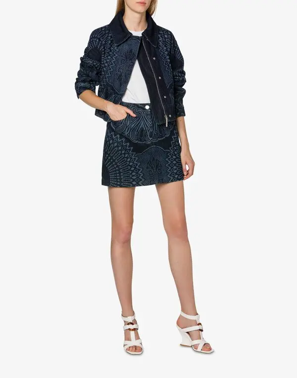 Alberta Ferretti Jacquard Denim Mini Skirt