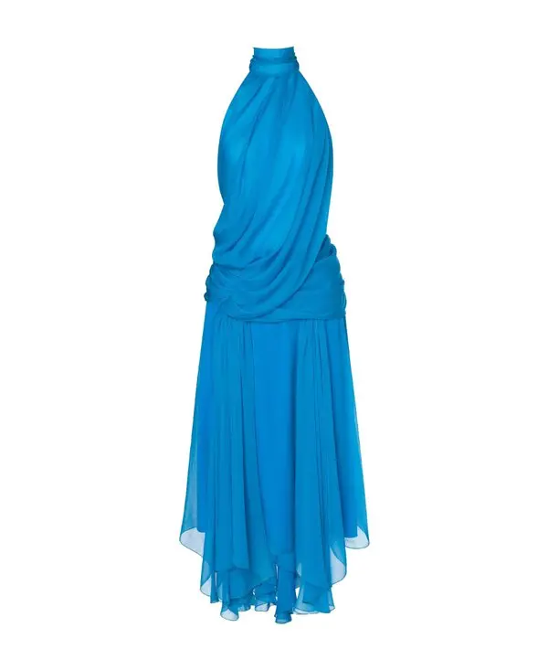 Alberta Ferretti Draped Halterneck Midi Dress