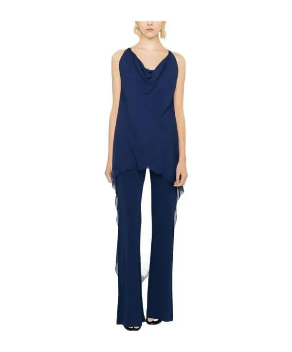Alberta Ferretti Sleeveless Draped Overlay Jumpsuit