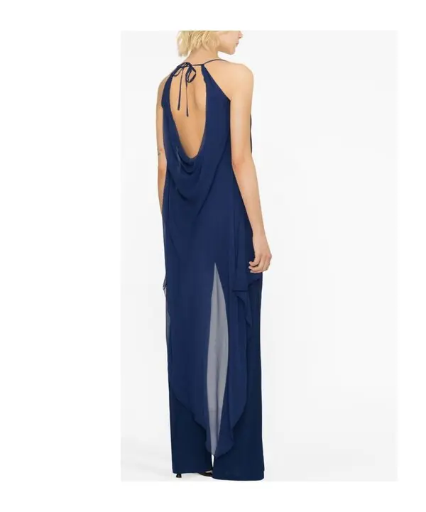 Alberta Ferretti Sleeveless Draped Overlay Jumpsuit
