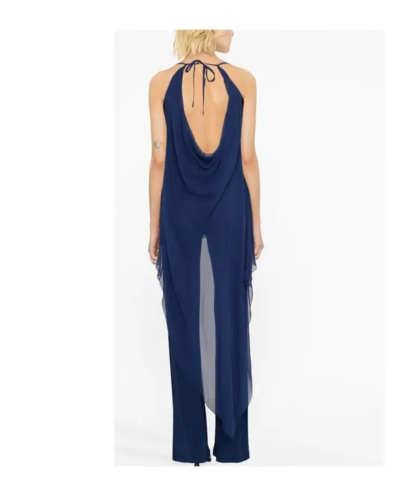 Alberta Ferretti Sleeveless Draped Overlay Jumpsuit